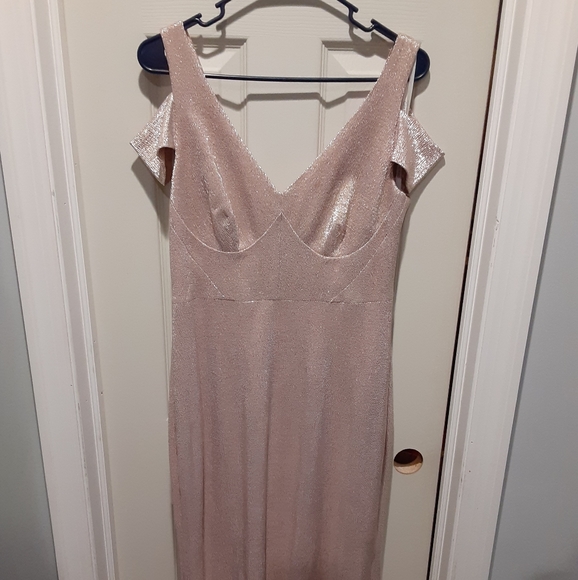 Calvin Klein | Dresses | Calvin Klein Rose Gold Cold Shoulder Evening ...